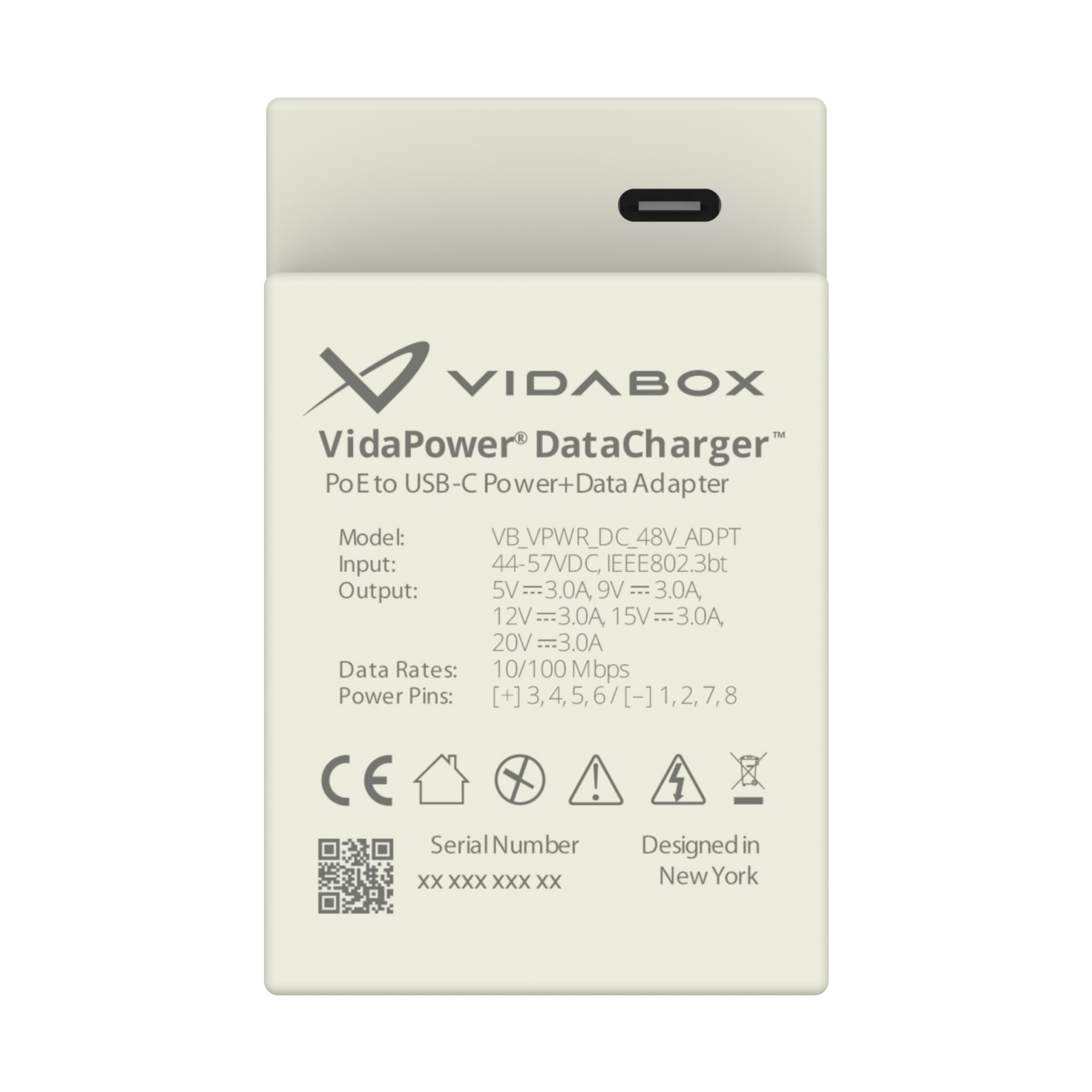 48V VidaPower® DataCharger™ : 802.3bt CAT5/PoE to USB-C Power+Data ...