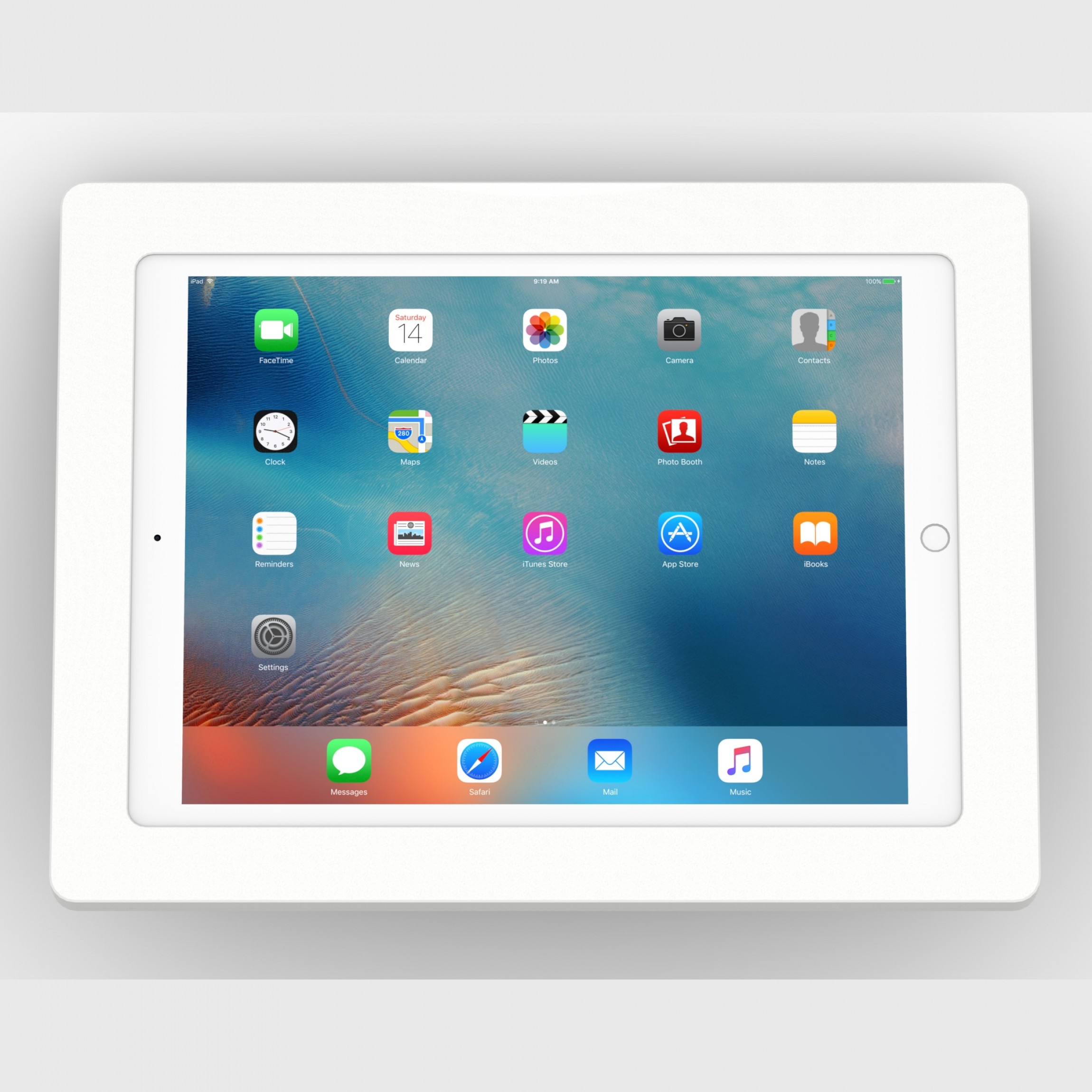 VidaMount 12.9-inch iPad Pro White Enclosure w. Fixed Tilted 15° Wall Mount
