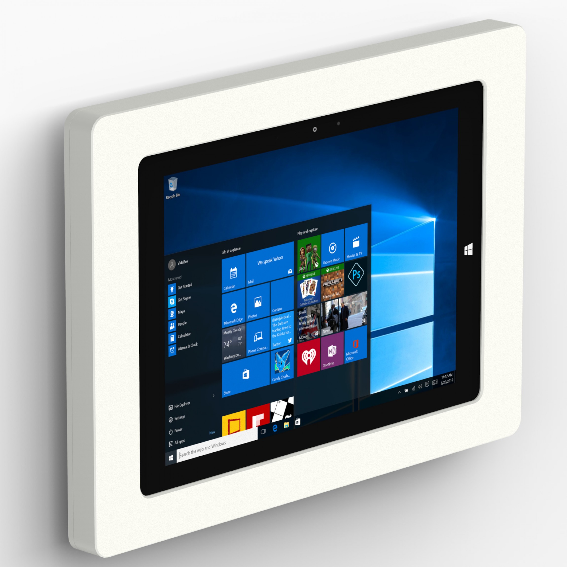 VidaMount Fixed Slim Wall Microsoft Surface 3 Tablet Mount - White