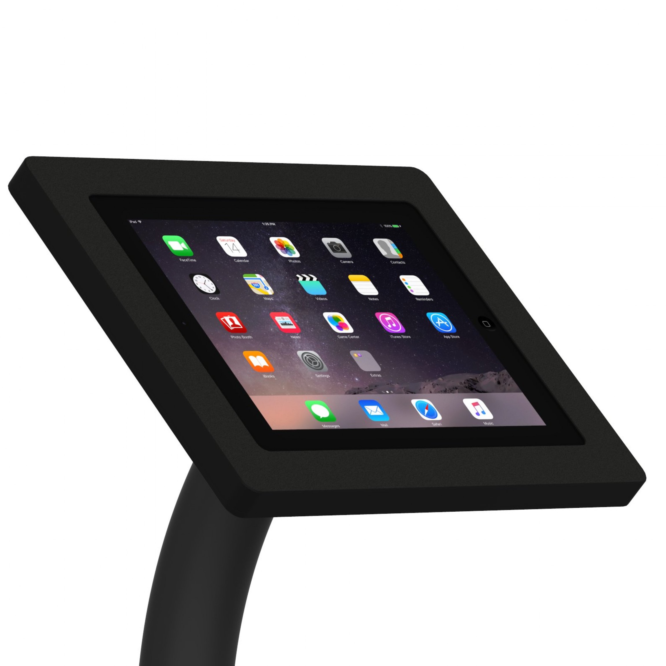 VidaMount iPad 2, 3 & 4 Black Enclosure w. Fixed Floor Stand Display