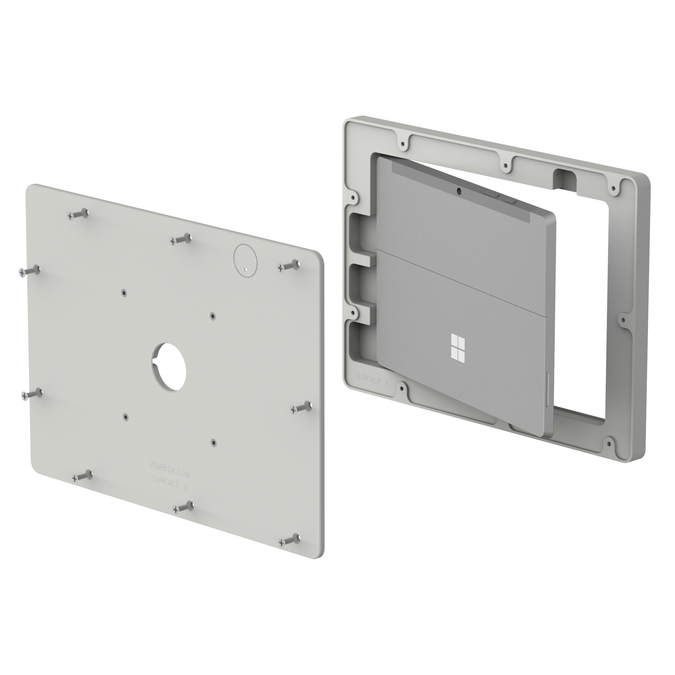 VidaMount VESA Tablet Enclosure - Microsoft Surface 3 - Light Grey