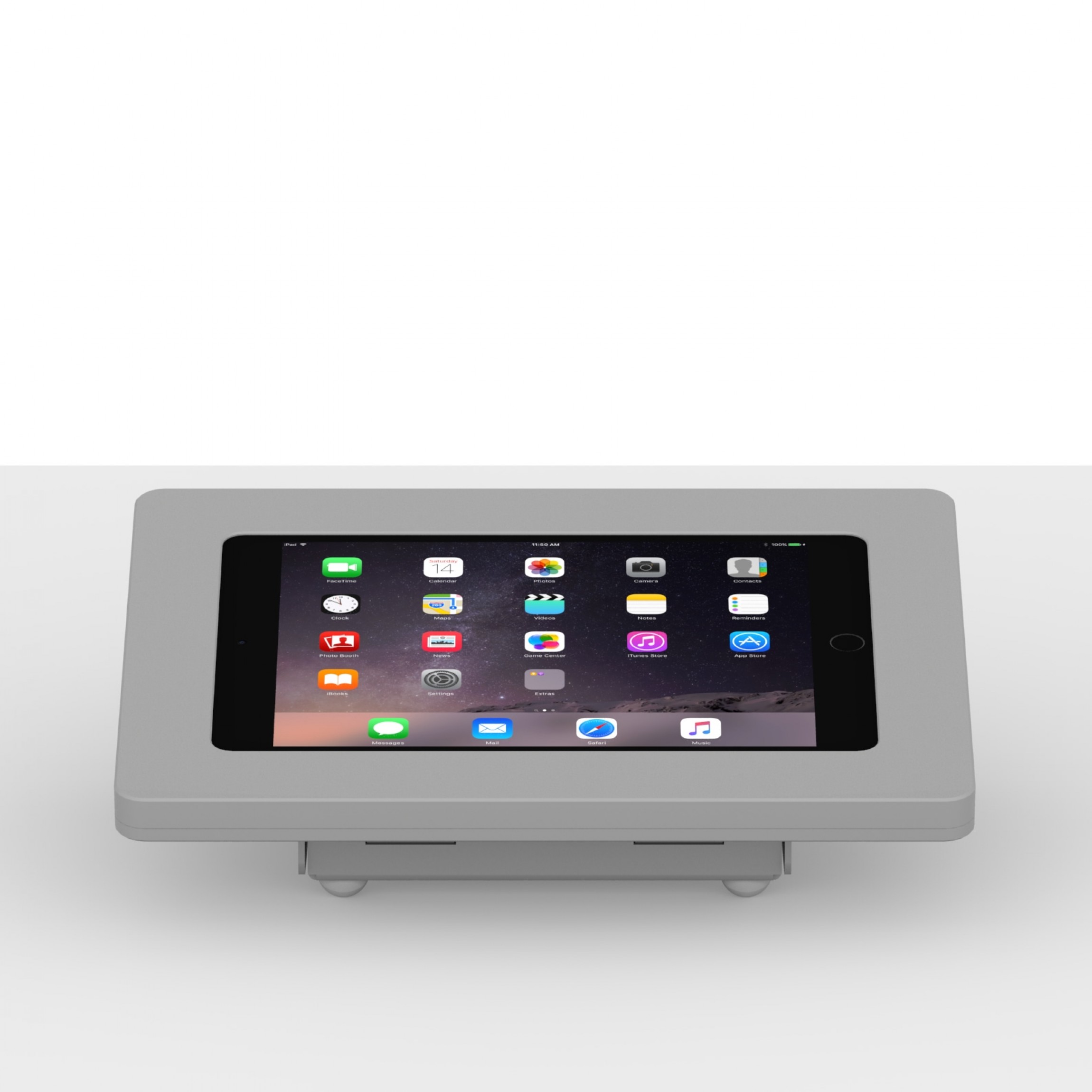 VidaMount iPad Mini 4 & 5 Light Grey Enclosure w. Fixed Tilted 15° Desk ...
