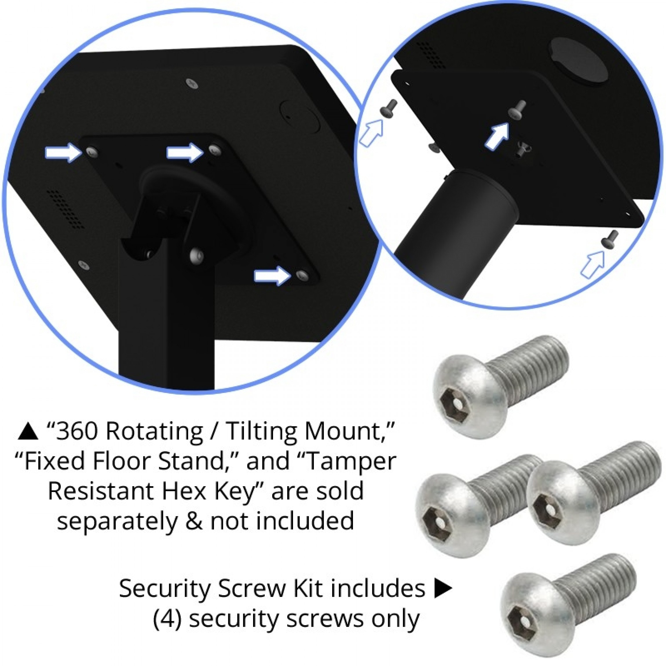 Desk / Table / Surface Mounts & Floor Stand Security Kit Upgrade