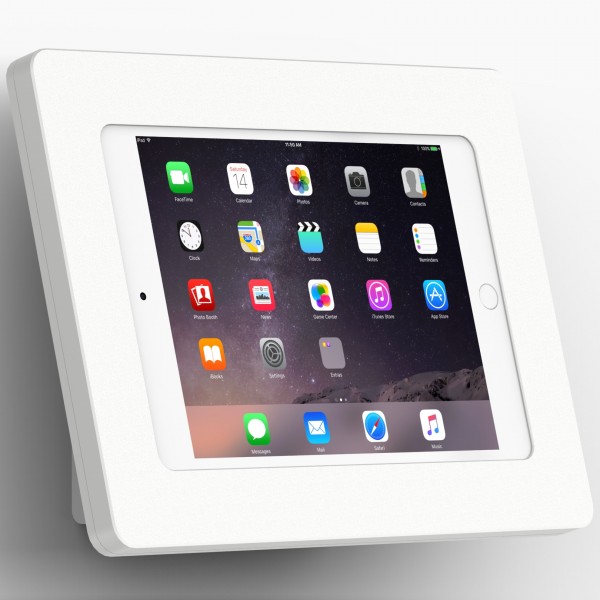 VidaMount iPad Mini 4 & 5 White Enclosure w. Fixed Tilted 15° Wall Mount