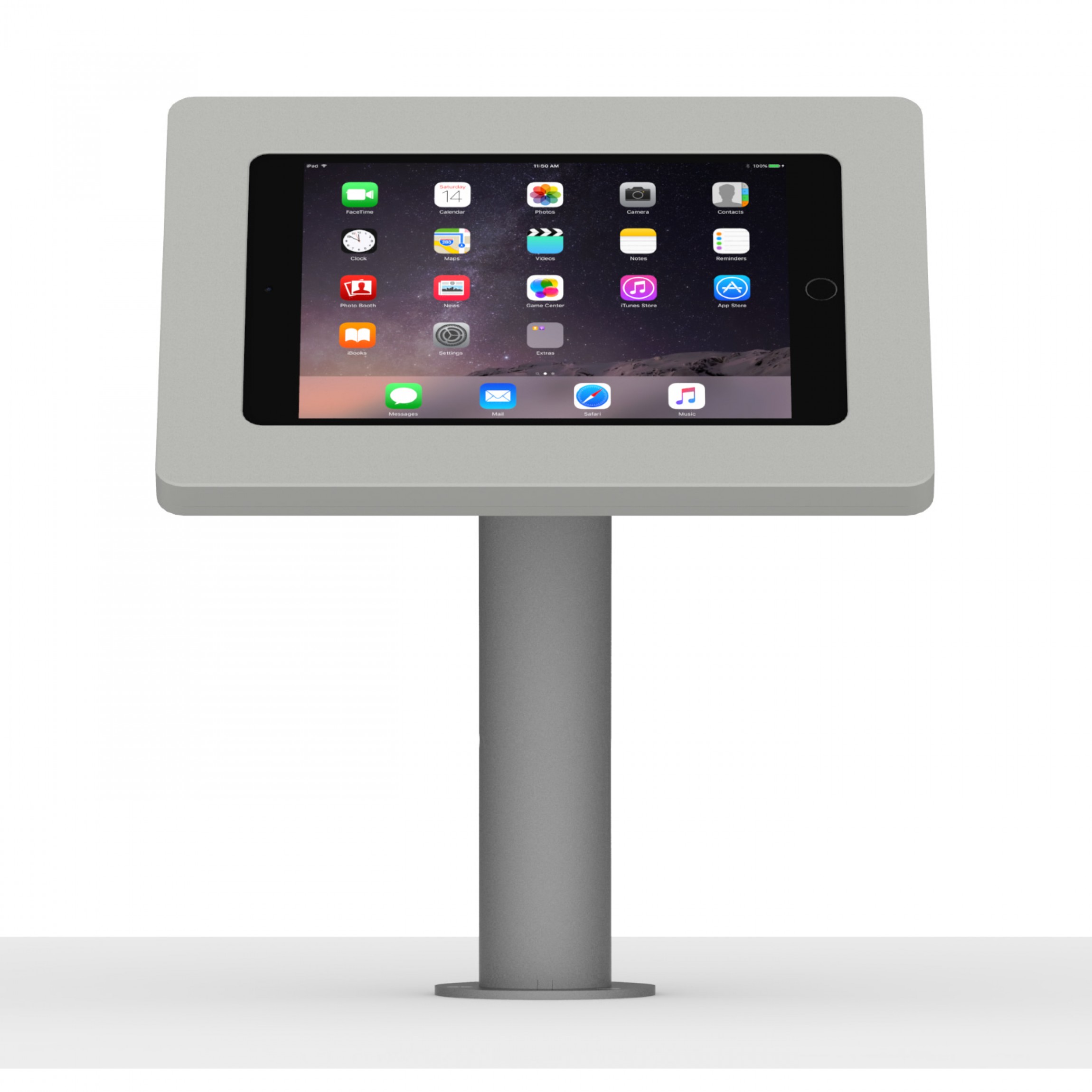 VidaMount iPad Mini 1, 2, & 3 Light Grey Enclosure w. Fixed Desk/Wall ...