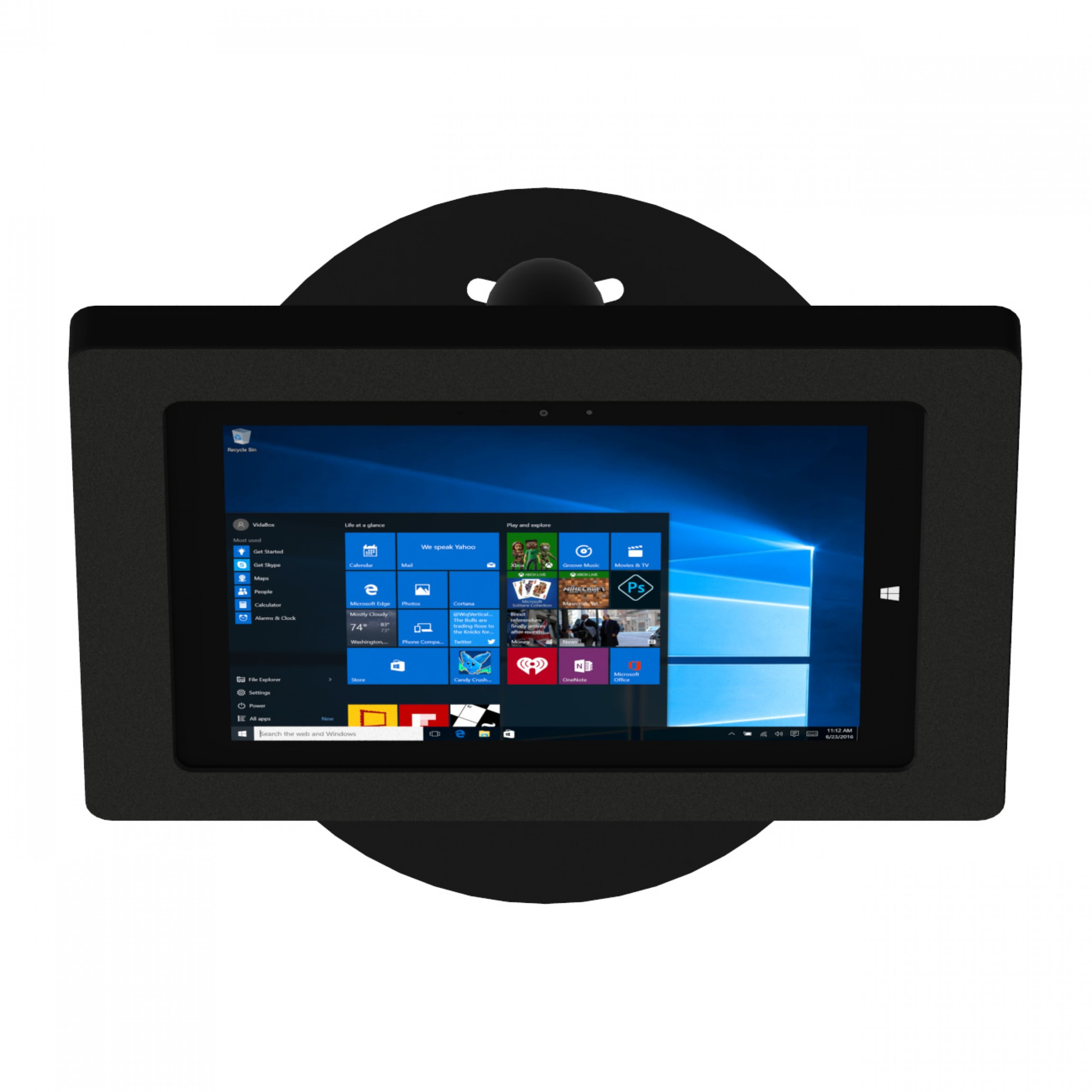 VidaMount Microsoft Surface 3 Black Enclosure w. Fixed Floor Stand Display