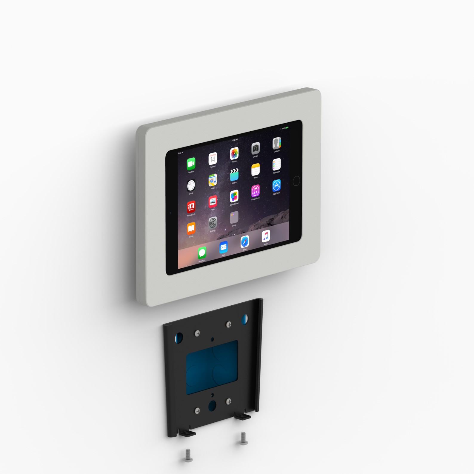 Fixed Slim Wall iPad Mini 4 & 5 Tablet Mount - Light Grey