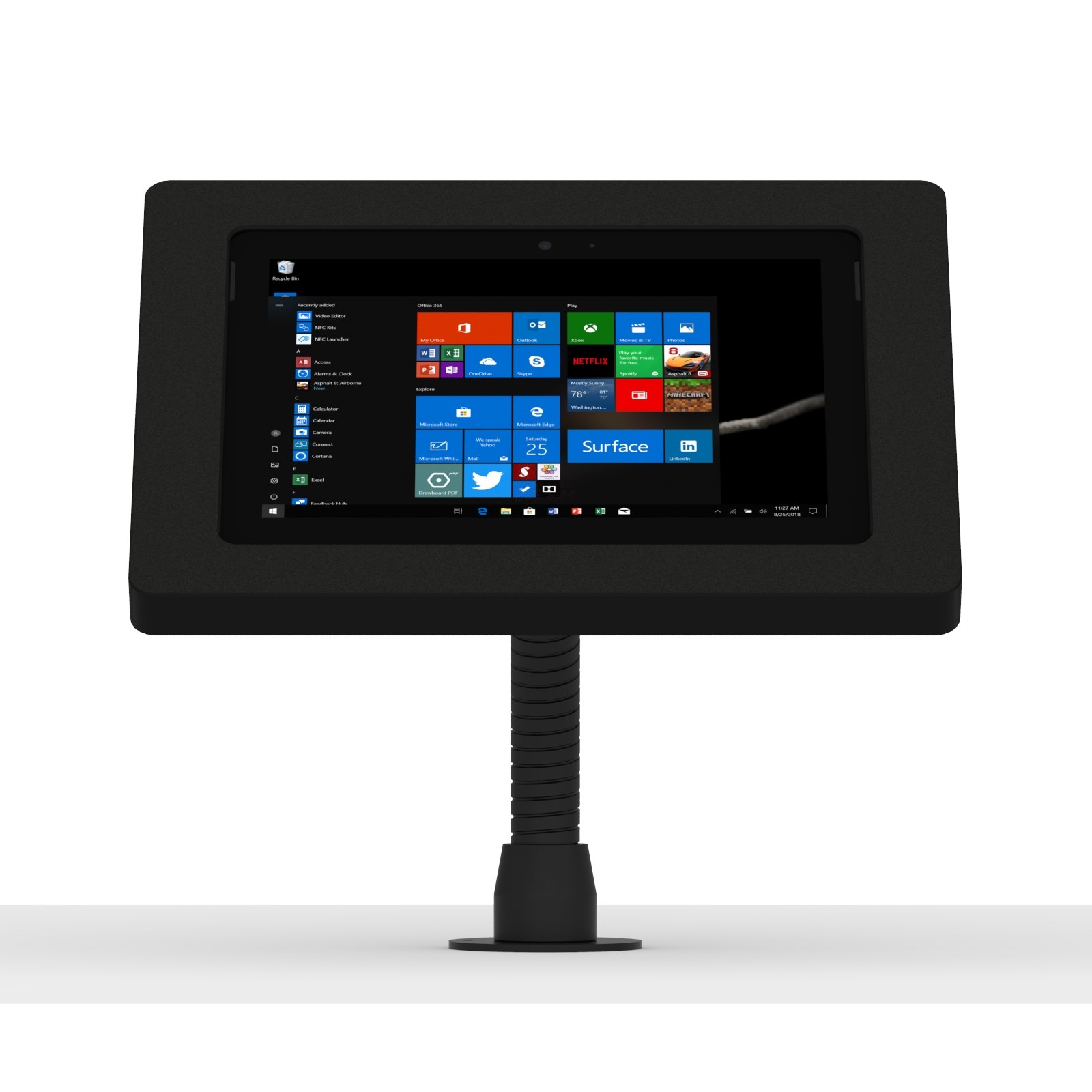 Microsoft Surface Go Black Enclosure w. Flexible Desk/Wall Surface VESA ...